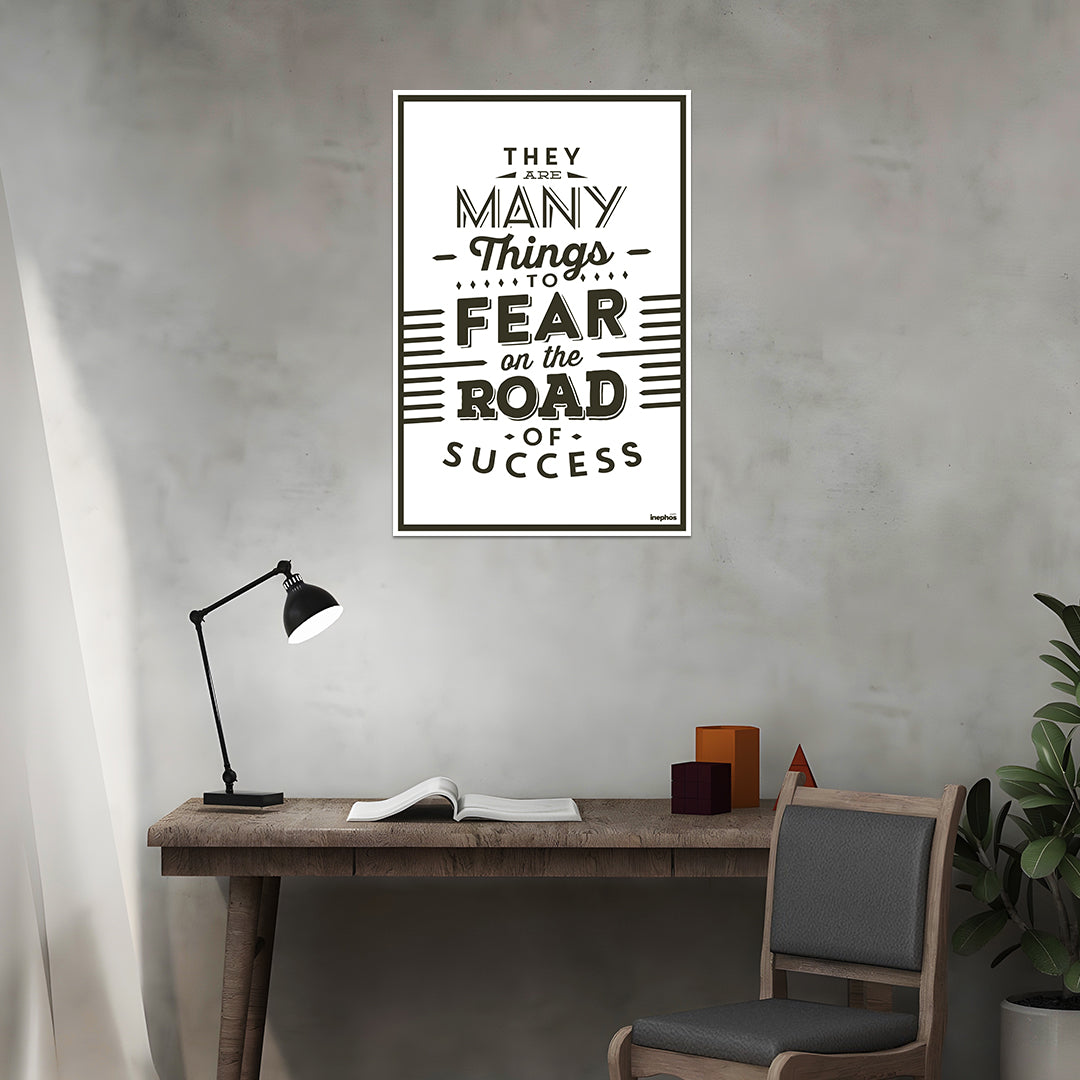 Fear and Success | Monochrome Motivational Poster for Office & Study W ...