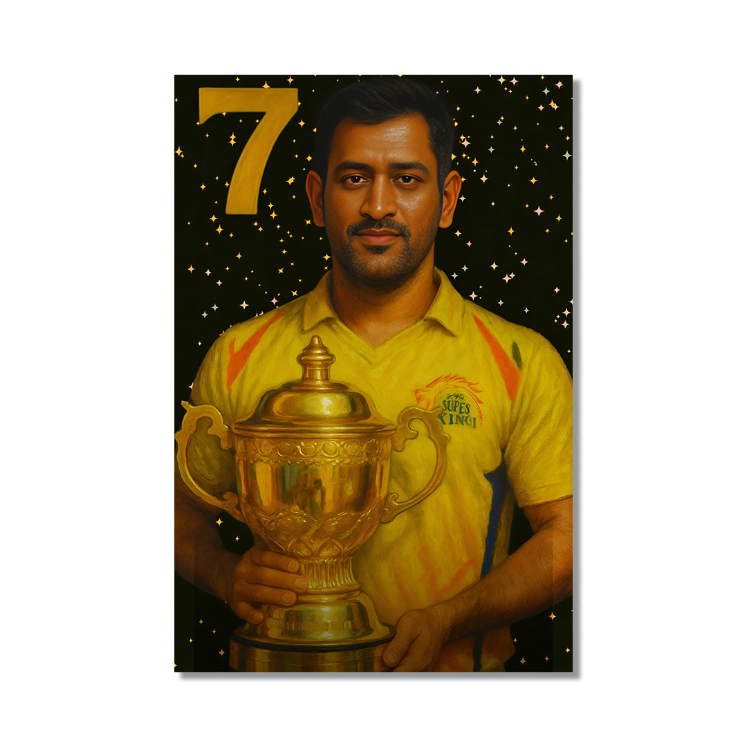 Ms Dhoni Trophy Poster | CSK Championship Moment With Trophy Lift | IP ...